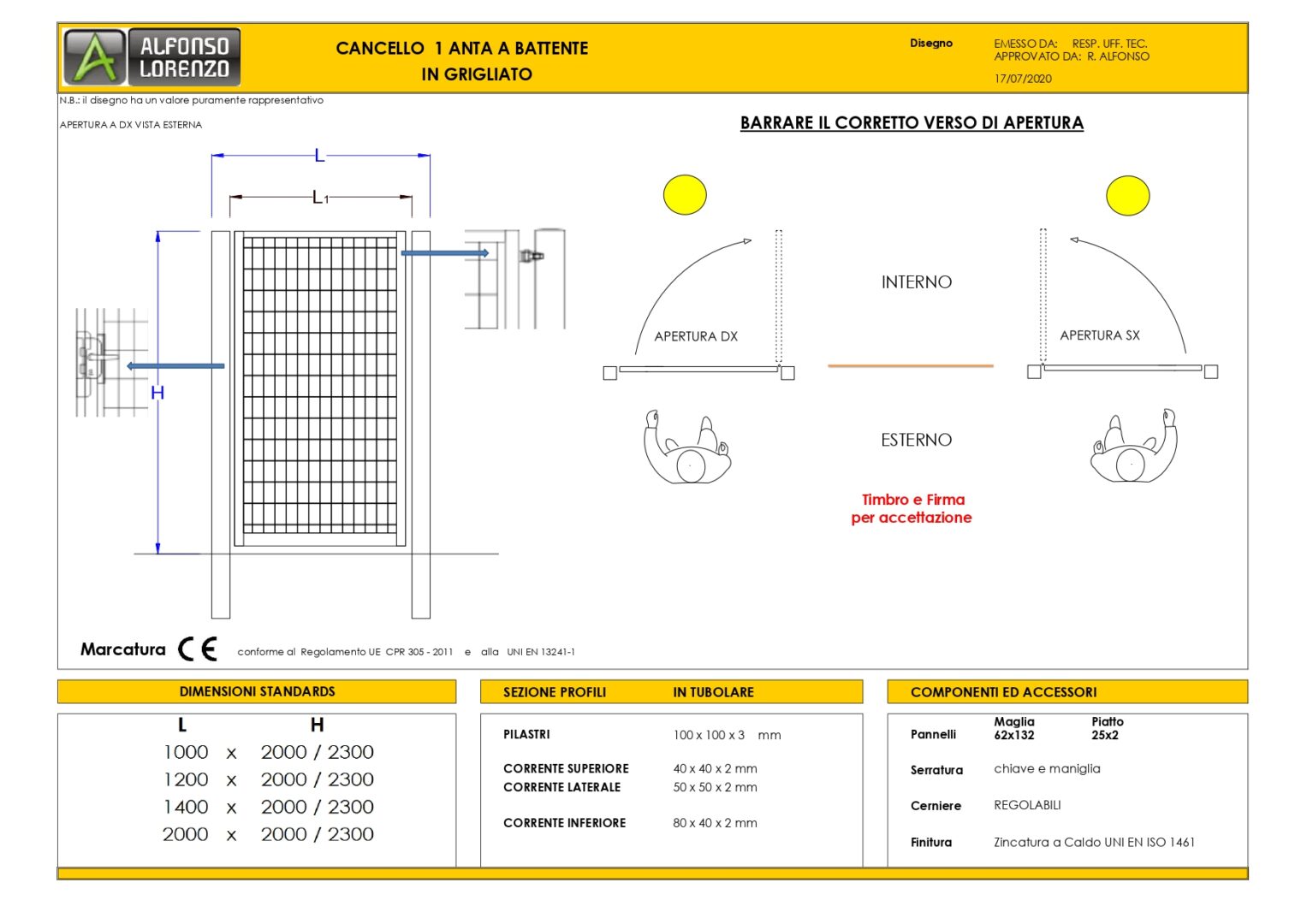Cancello anta singola o due ante in grigliato Alfonso Lorenzo | EdilBIM